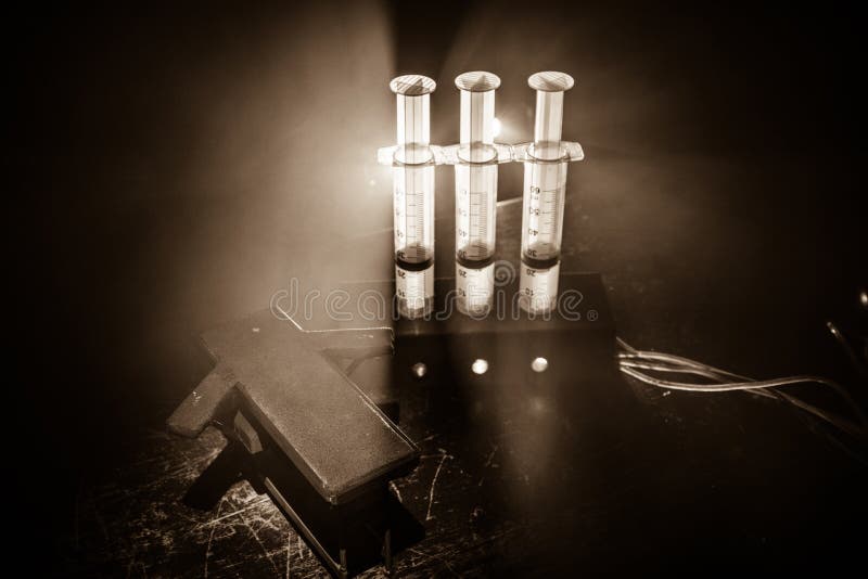 Prisoner Handcuffed To Death by Lethal Injection, Vial with Sodium ...