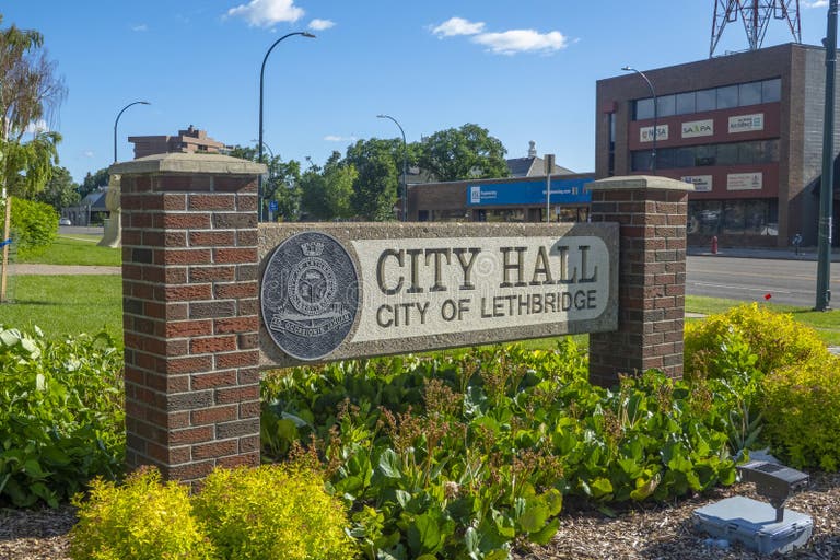 Lethbridge City Hall Sign in Alberta, Canada. Editorial Stock Image ...