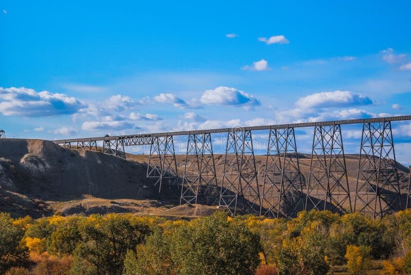 Lethbridge`s High Level Bridge in Fall Stock Photo - Image of mile ...
