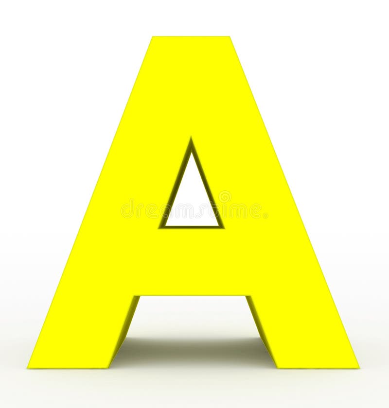 Letra Amarillo De a 3d Aislado En Blanco Stock de ilustración ...