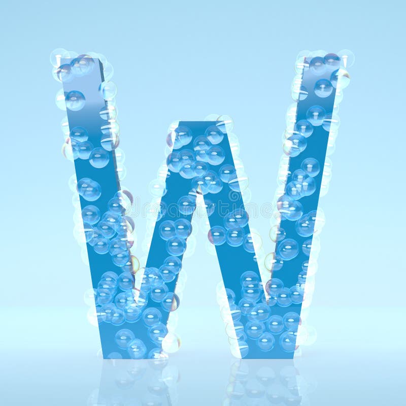 Letra Azul W De Waterdrops Isolada Na Luz - Fundo Azul Ilustração Stock ...