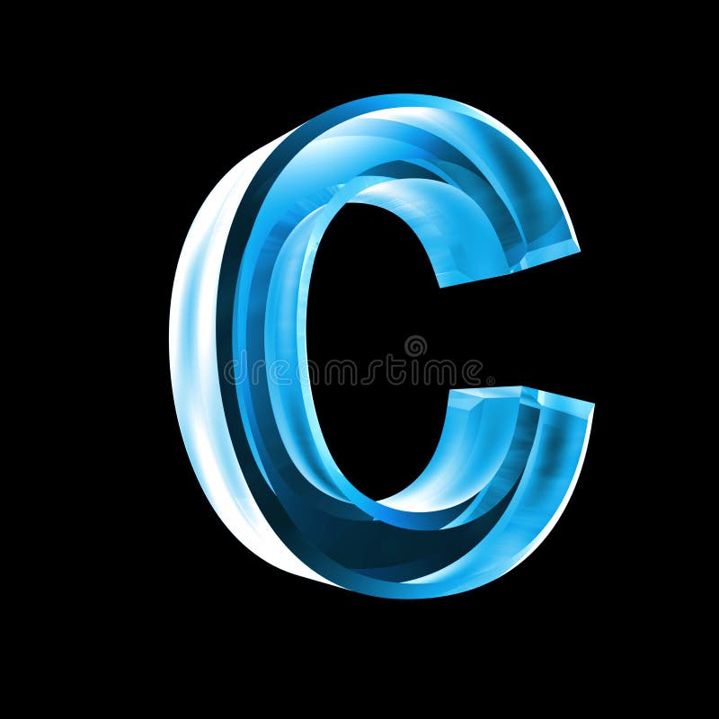 Letra C En El Vidrio Azul 3D Stock de ilustración - Ilustración de ...