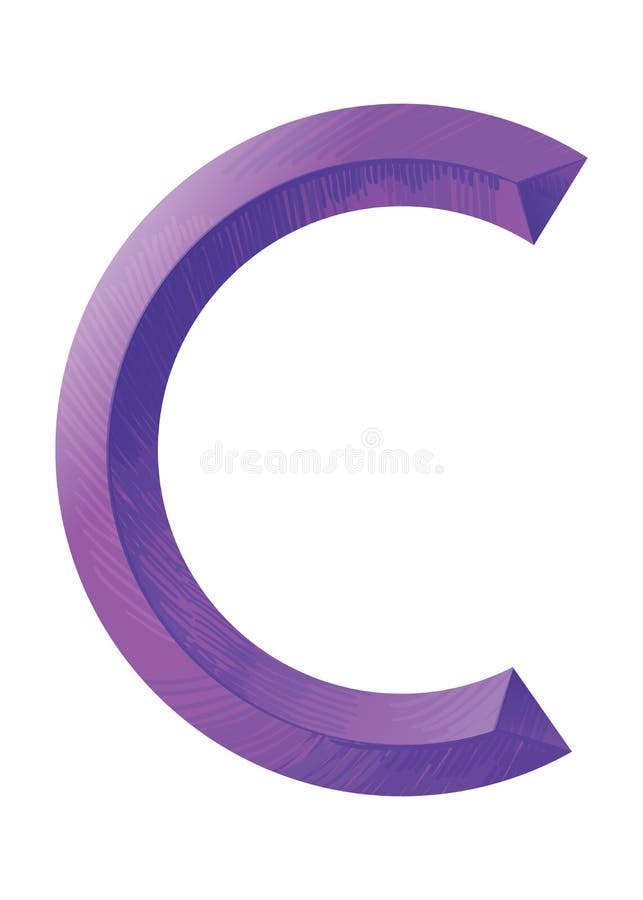 Letra C Vectorial Violeta Aislada En Blanco Ilustración del Vector ...
