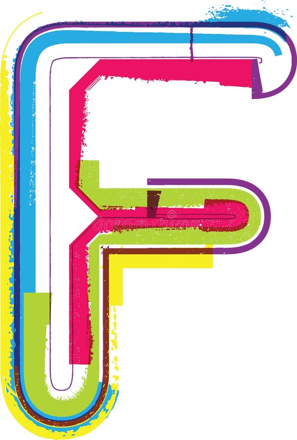 LETRA Colorida F Del Grunge Ilustración del Vector - Ilustración de ...