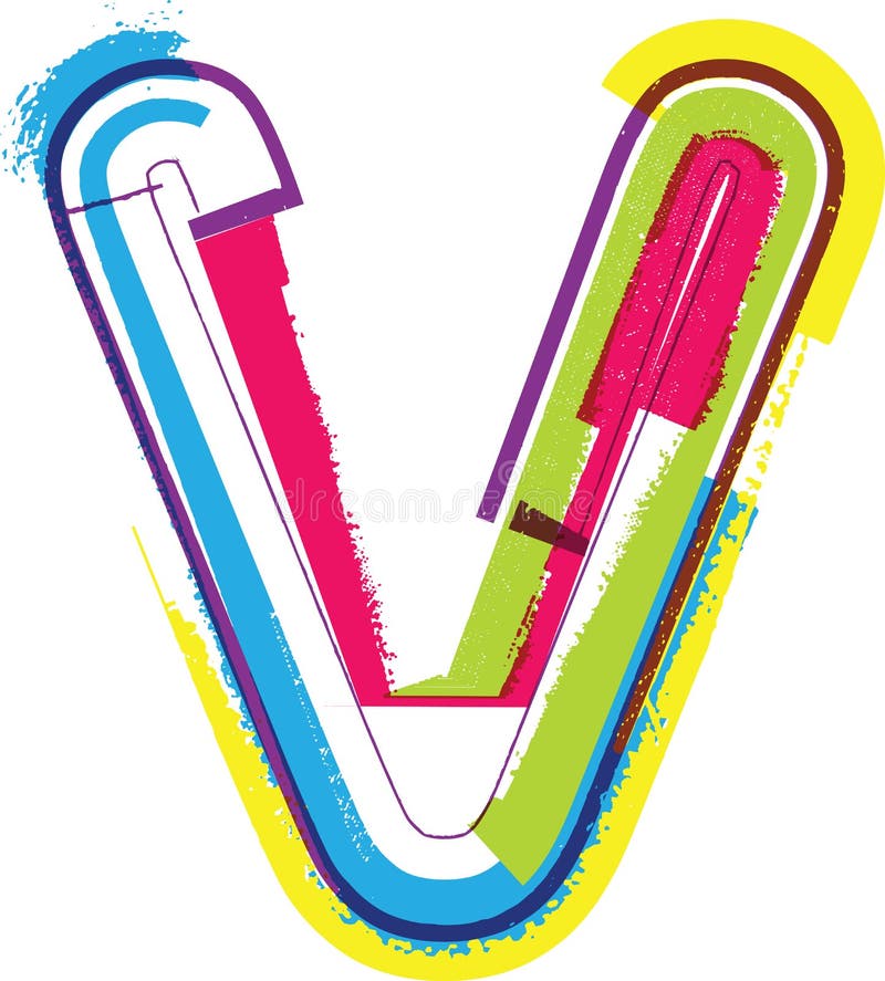 LETRA colorida V do Grunge ilustração do vetor. Ilustração de textura ...