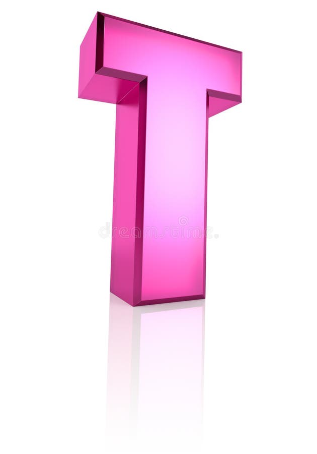 Letra cor-de-rosa T ilustração stock. Ilustração de render - 74165319