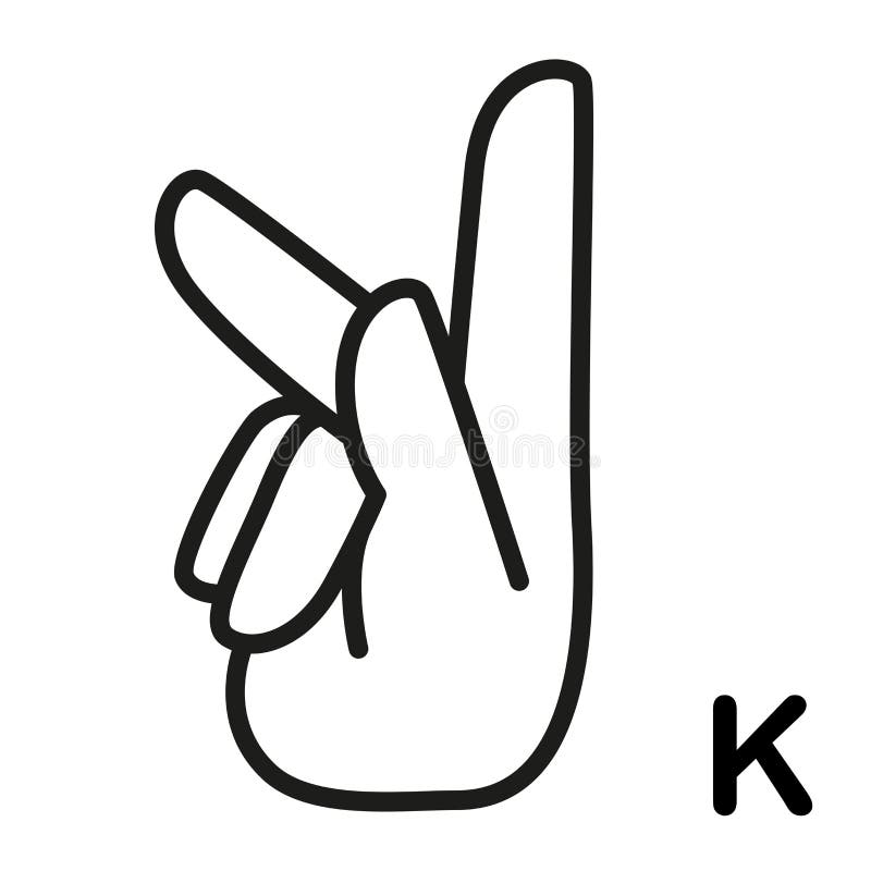 Letra De Icono Del Lenguaje De Señas Vectoriales K Ilustración del ...