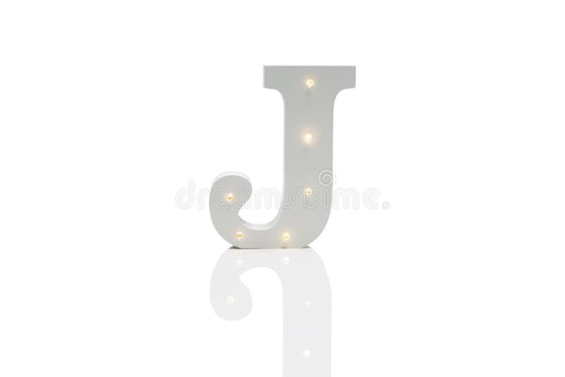 Letra Decorativa J Con Las Luces LED Integradas Sobre Backgrou Blanco ...