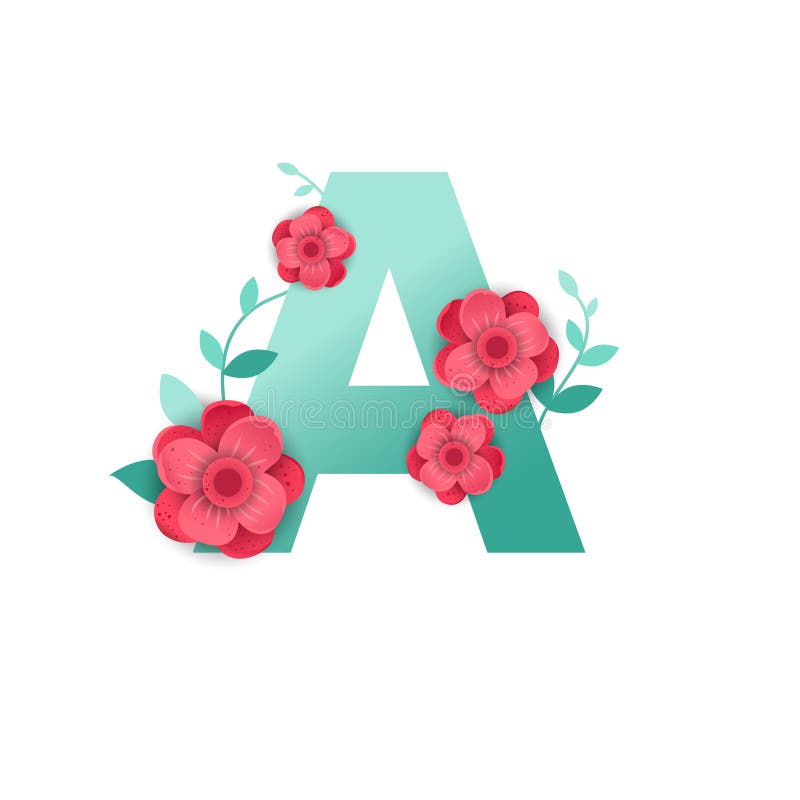Letra a Del Color Con Las Flores Hermosas Ilustración del Vector ...