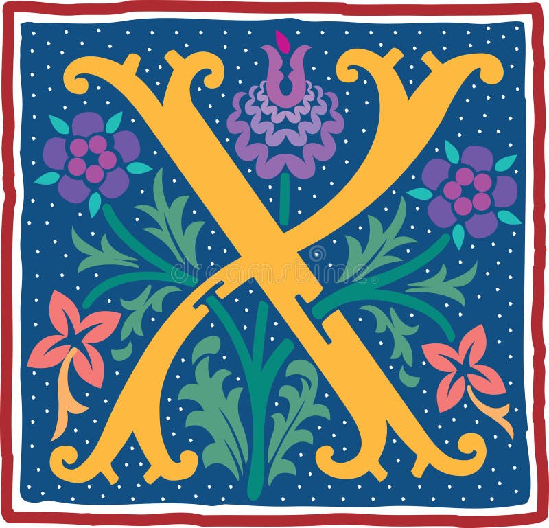 Letra X Del Vintage En Color Ilustración del Vector - Ilustración de ...