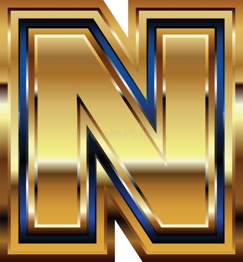 Letra dourada N da fonte ilustração do vetor. Ilustração de banco ...