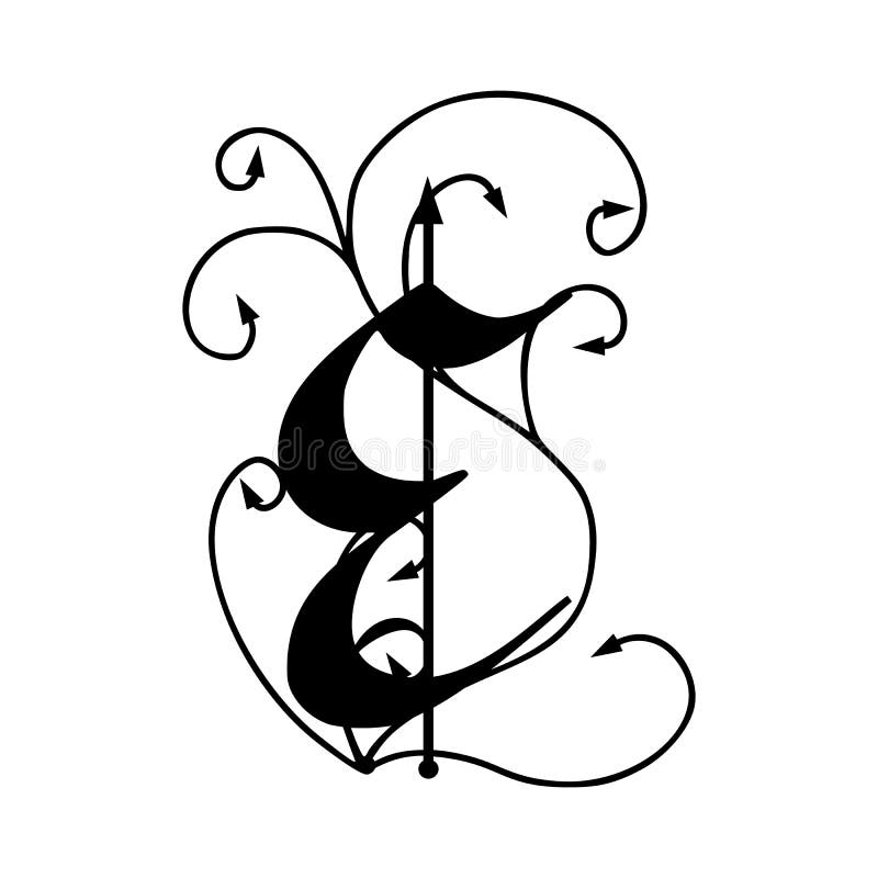 Letra E con las flechas ilustración del vector. Ilustración de insignia ...