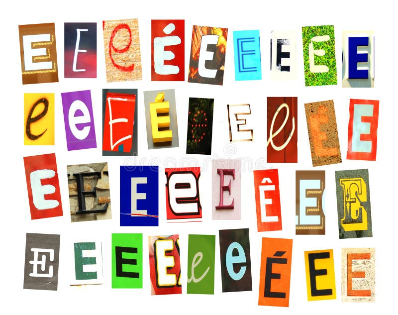 Letra E Del Periódico De Colorfur En Blanco Foto de archivo - Imagen de ...