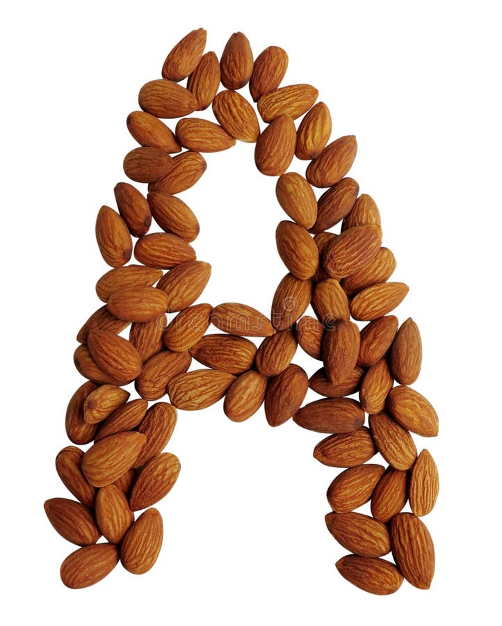 Letra El Primer Pelado Forma De Las Almendras De a Foto de archivo ...