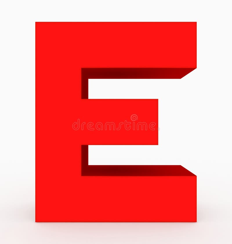 Letra El Rojo Cúbico De E 3d Aislado En Blanco Stock de ilustración ...