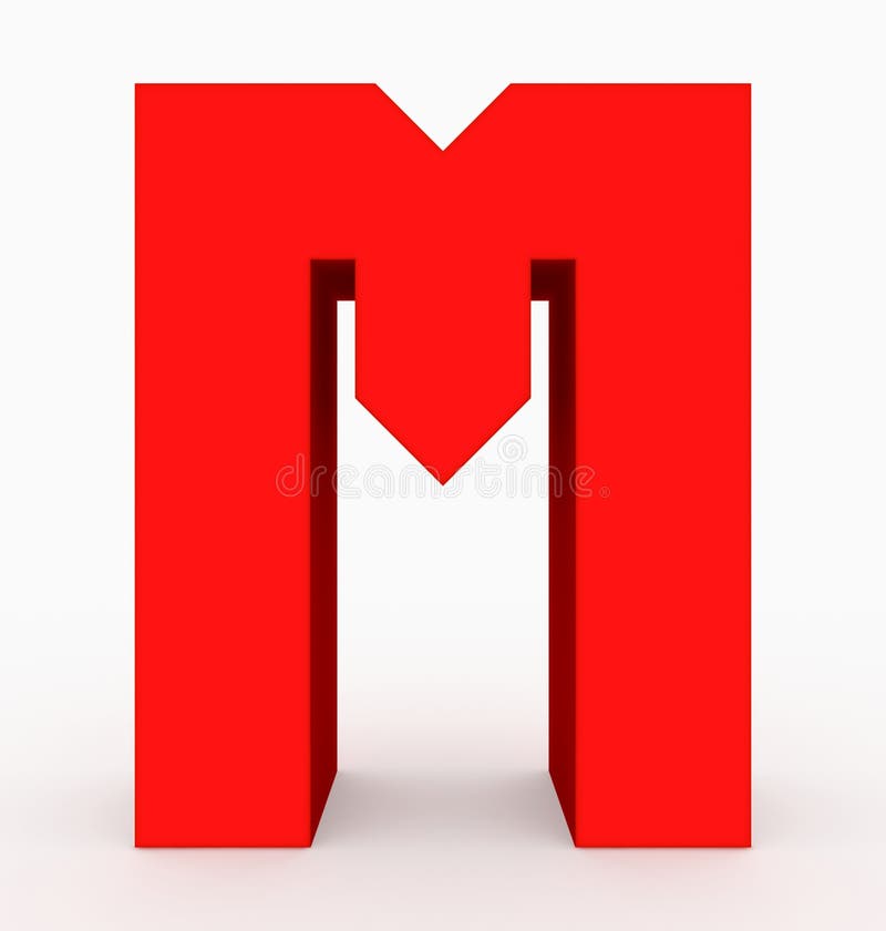 Letra El Rojo Cúbico De M 3d Aislado En Blanco Stock de ilustración ...