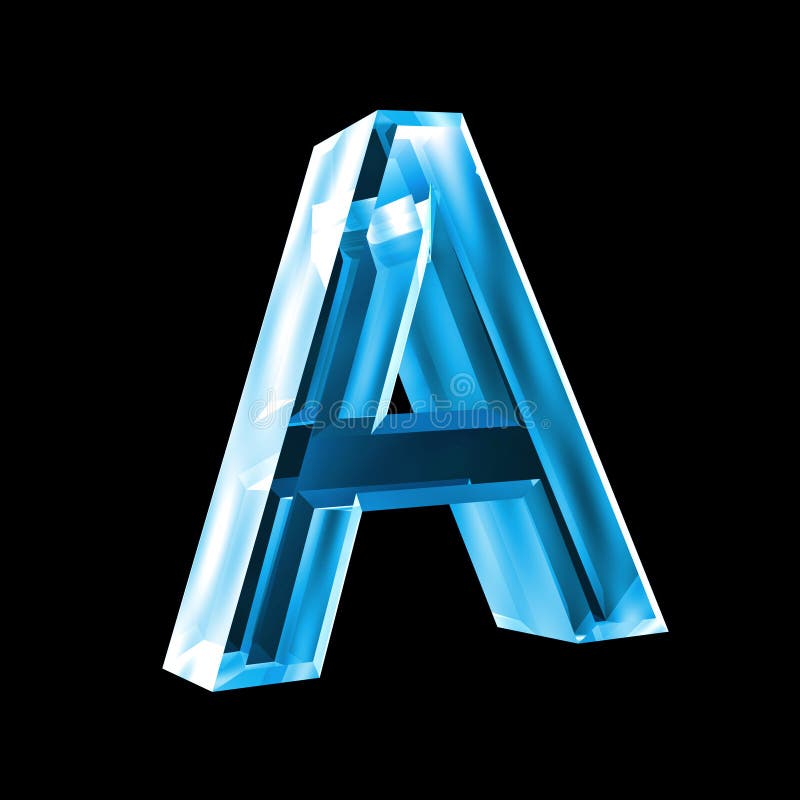 Letra a En El Vidrio Azul 3D Stock de ilustración - Ilustración de ...