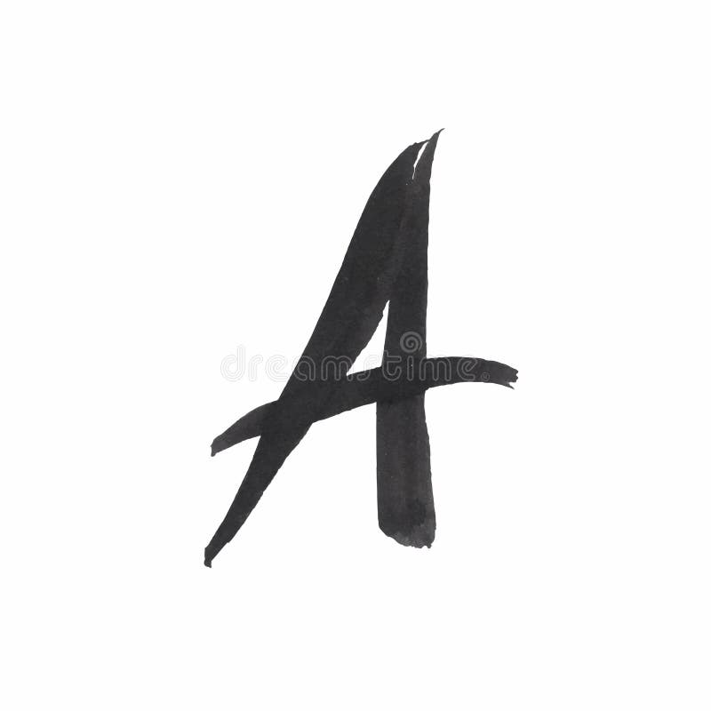 Letra a Escrita Con Tinta Negra Ilustración del Vector - Ilustración de ...