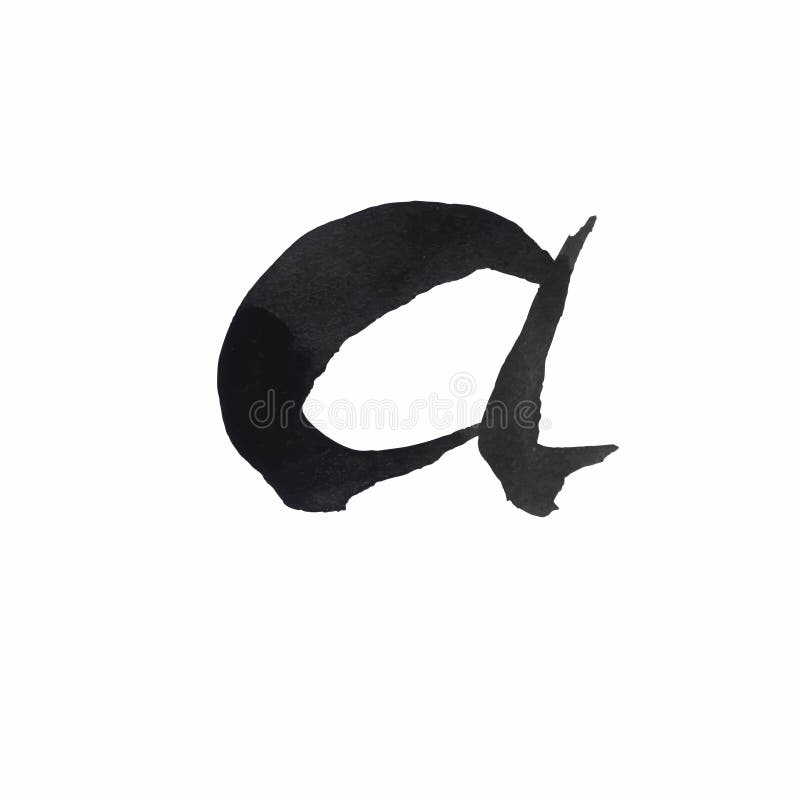 Letra a Escrita Con Tinta Negra Ilustración del Vector - Ilustración de ...