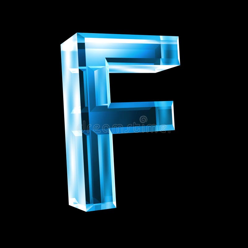 Letra F En El Vidrio Azul 3D Stock de ilustración - Ilustración de ...