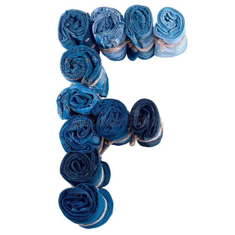 Letra F Hecha Del Rollo De Los Vaqueros Foto de archivo - Imagen de ...