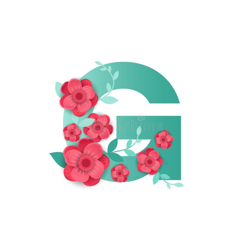 Letra G Da Cor Com Flores Bonitas Ilustração do Vetor - Ilustração de ...