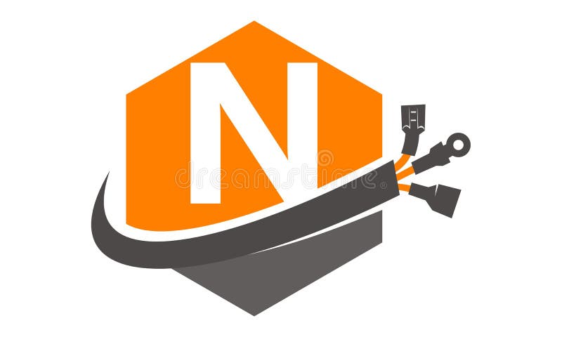 Letra Global N Da Eletricidade Do Hexágono Ilustração do Vetor ...