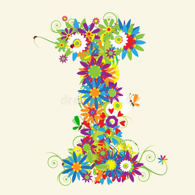 Letra T, diseño floral ilustración del vector. Ilustración de ...