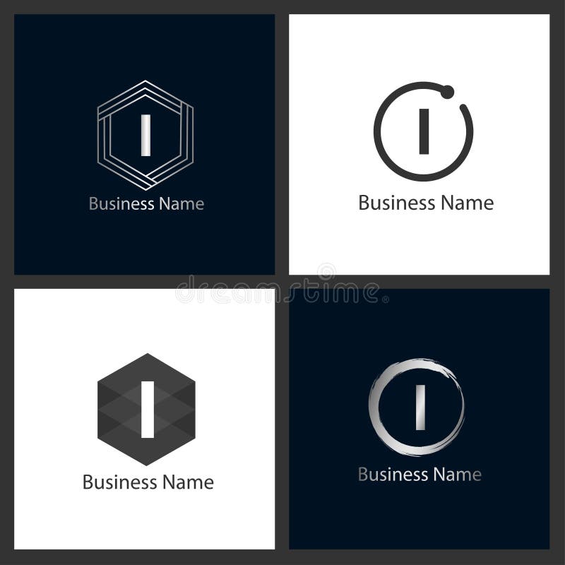 Letra I Logo Design Set stock de ilustración. Ilustración de etiqueta ...