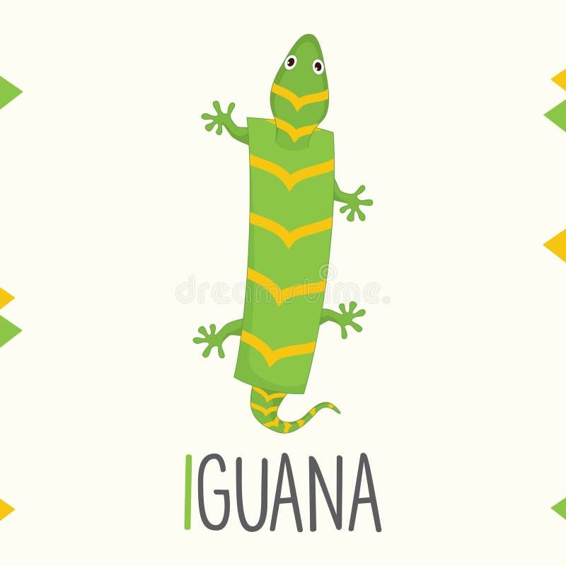 Letra Ilustrada Do Alfabeto Mim E Iguana Ilustração do Vetor ...