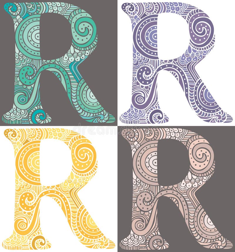 Letra ilustrada R ilustração do vetor. Ilustração de letra - 108973406