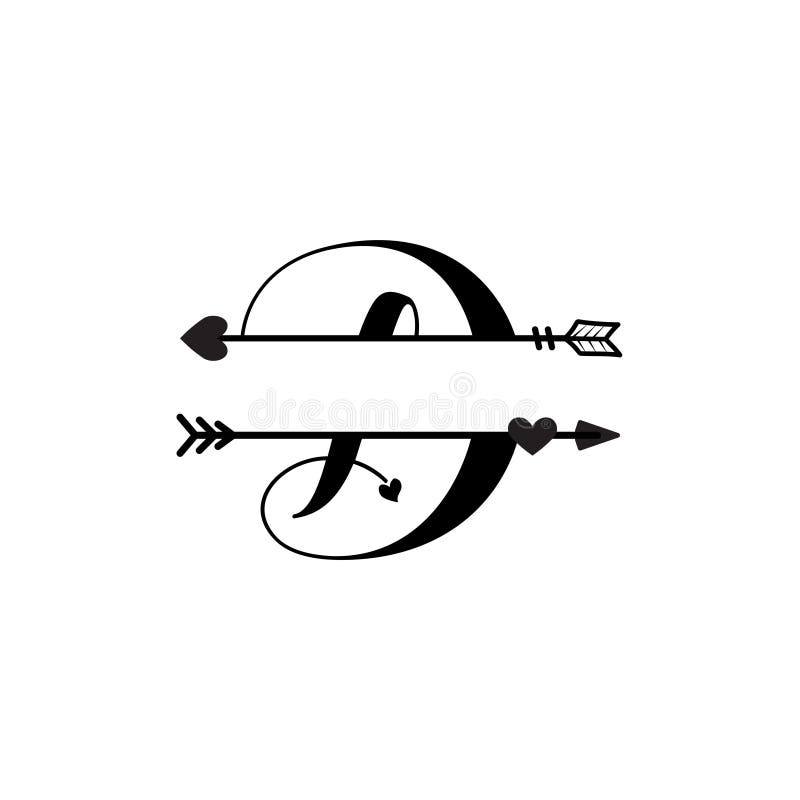 Inicial Un Vector De Carta Dividida En Monograma Amor Aislado ...