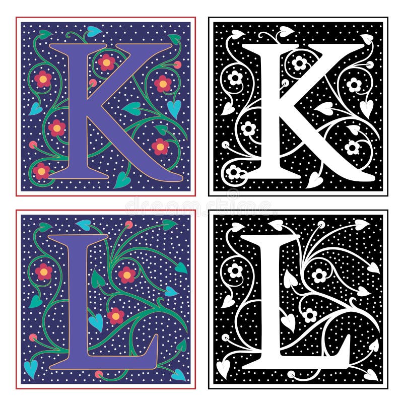Letra K e L ilustração do vetor. Ilustração de ornato - 39303418
