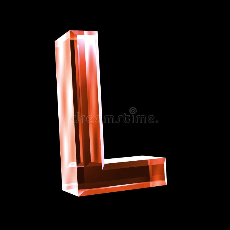 Letra L en vidrio rojo 3D stock de ilustración. Ilustración de separado ...