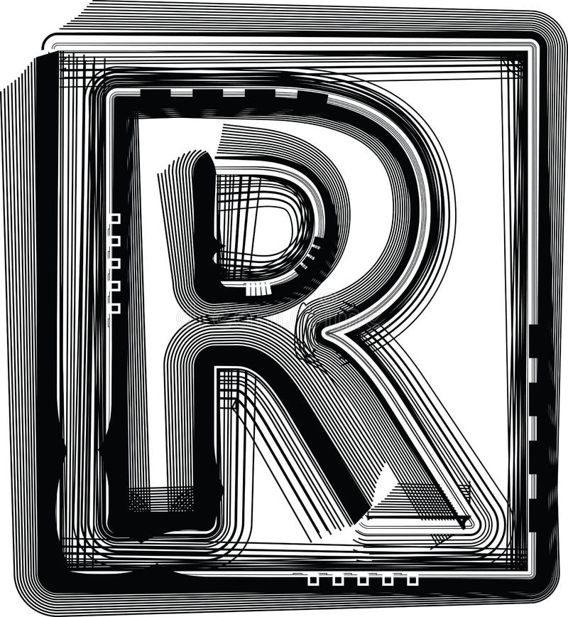 Letra listrada R da fonte ilustração do vetor. Ilustração de estilo ...