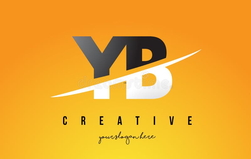 Letra Logo Design Moderno De YB Y B Com Fundo Amarelo E Swoo Ilustração ...