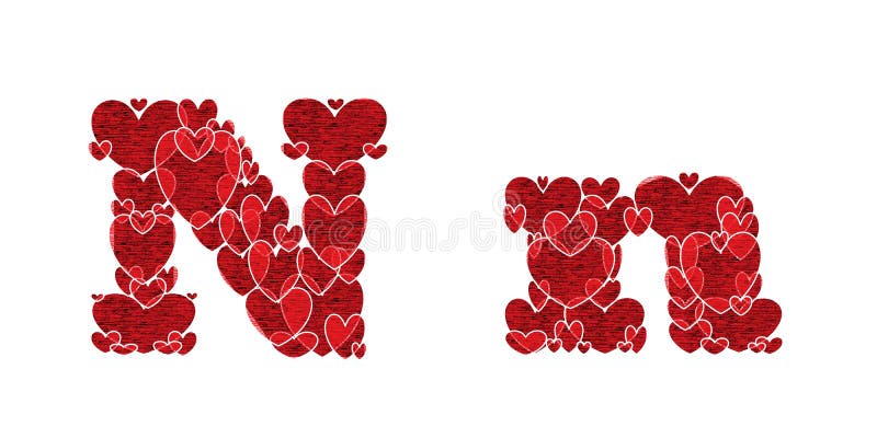 Letra N, Hecha De Corazones Stock de ilustración - Ilustración de texto ...