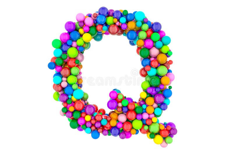 Letra Q De Bolas De Colores 3d Renderizado Stock de ilustración ...