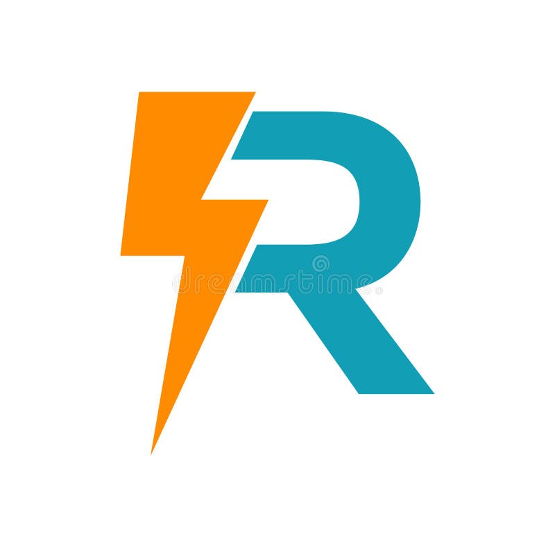 Letra R Con Signo De Trueno En Blanco Ilustración del Vector ...