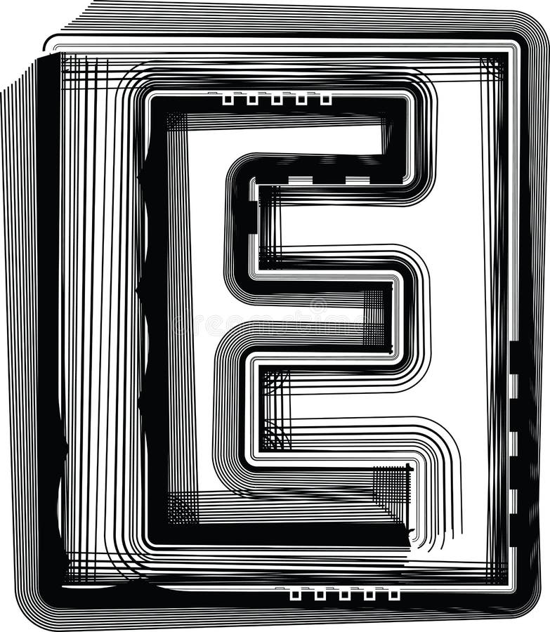 Fuente NÚMERO rayada 0 ilustración del vector. Ilustración de freehand ...