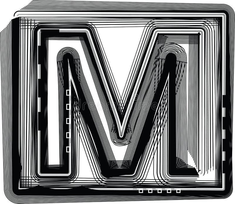 Letra Rayada M De La Fuente Ilustración del Vector - Ilustración de ...