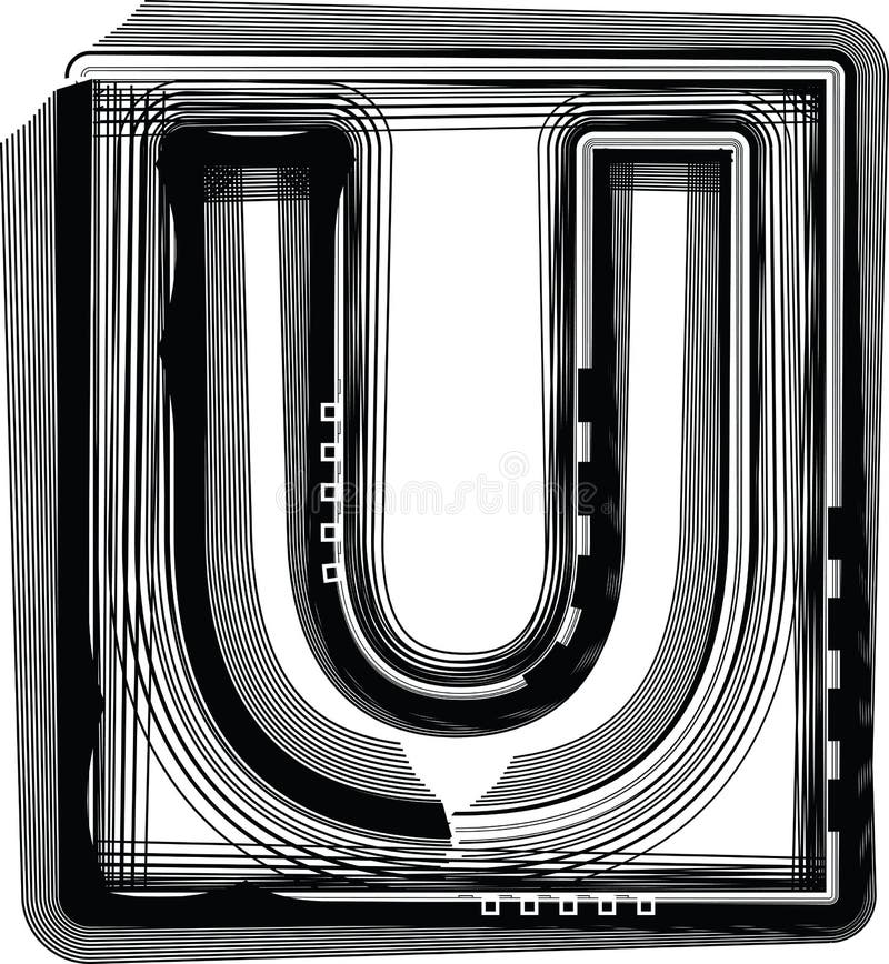 Letra Rayada U De La Fuente Ilustración del Vector - Ilustración de ...