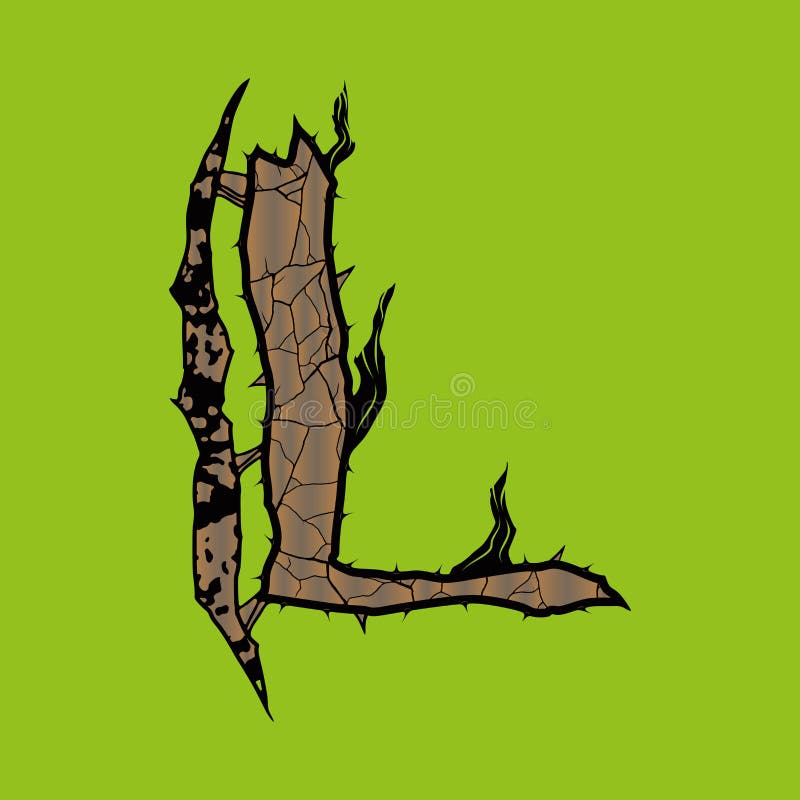 Letra Rota Con Espinas Sobre Fondo Verde. Ilustración del Vector ...