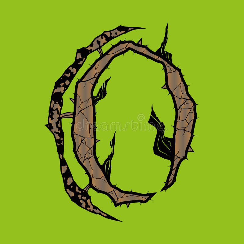 Letra Rota Con Espinas Sobre Fondo Verde. Ilustración del Vector ...