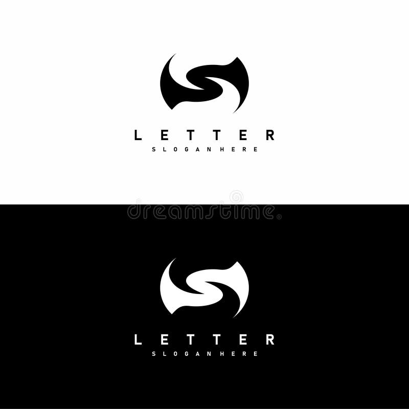 Letra S Vector Inicial En Blanco Y Negro Ilustración del Vector ...