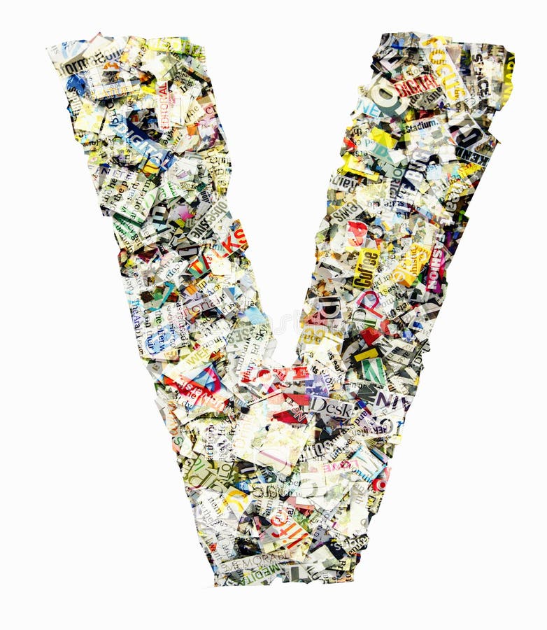 A Letra V Feito Do Jornal E Do Compartimento Isolados Foto de Stock ...