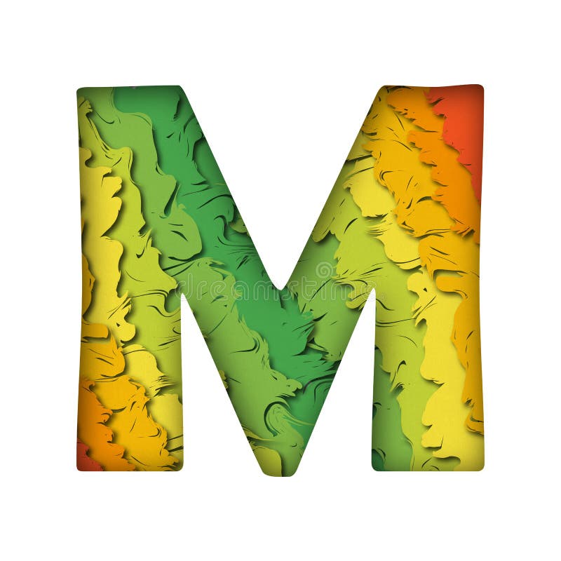 Letra Verde De Moda M Del Papercut Ilustración del Vector - Ilustración ...