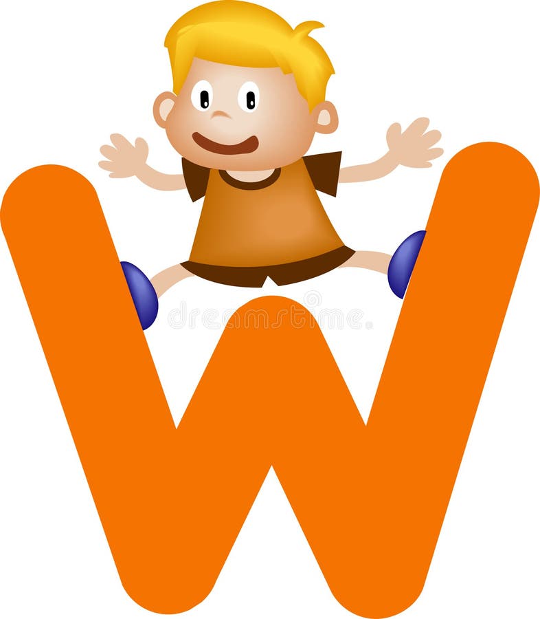 Letra W (muchacho) Del Alfabeto Stock de ilustración - Ilustración de ...