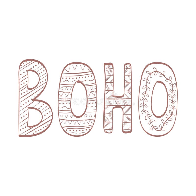 Letras boho retro ilustración del vector. Ilustración de libre - 216902487