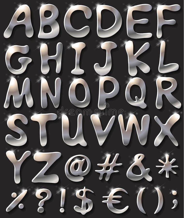 Letras Brillantes Metálicas De Plata Ilustración del Vector ...